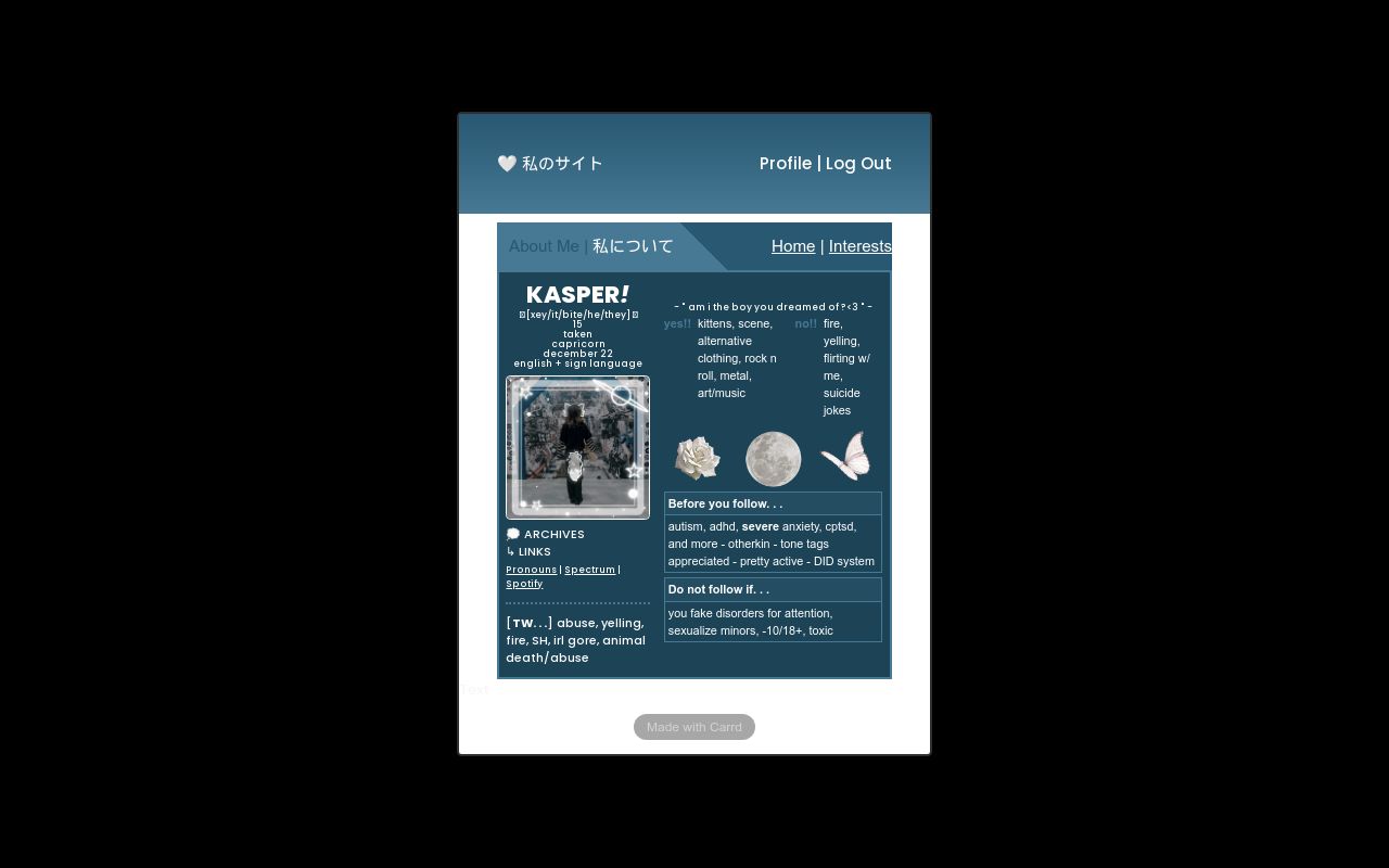 ʚ 𝐊𝐀𝐒𝐏𝐄𝐑𝐒 𝐂𝐀𝐑𝐑𝐃 ɞ 】